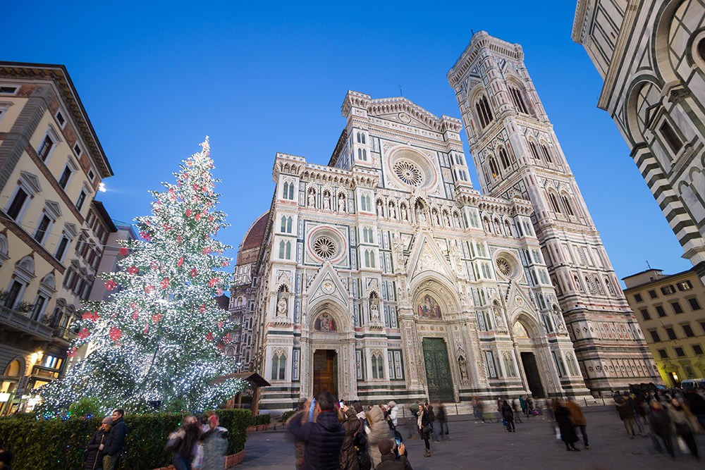 Florence, January 2017: Tourists visiting the Cathedral of Saint Mary ...